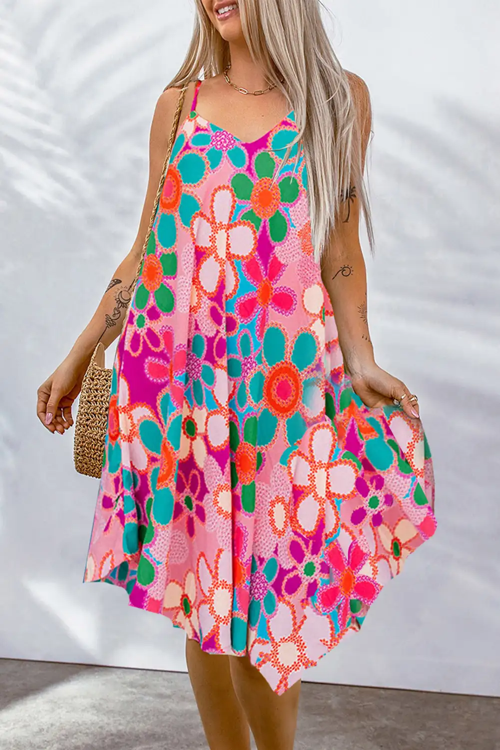 Bohemian Pink Floral Midi Dress for Effortless Summer Vacation Style ...