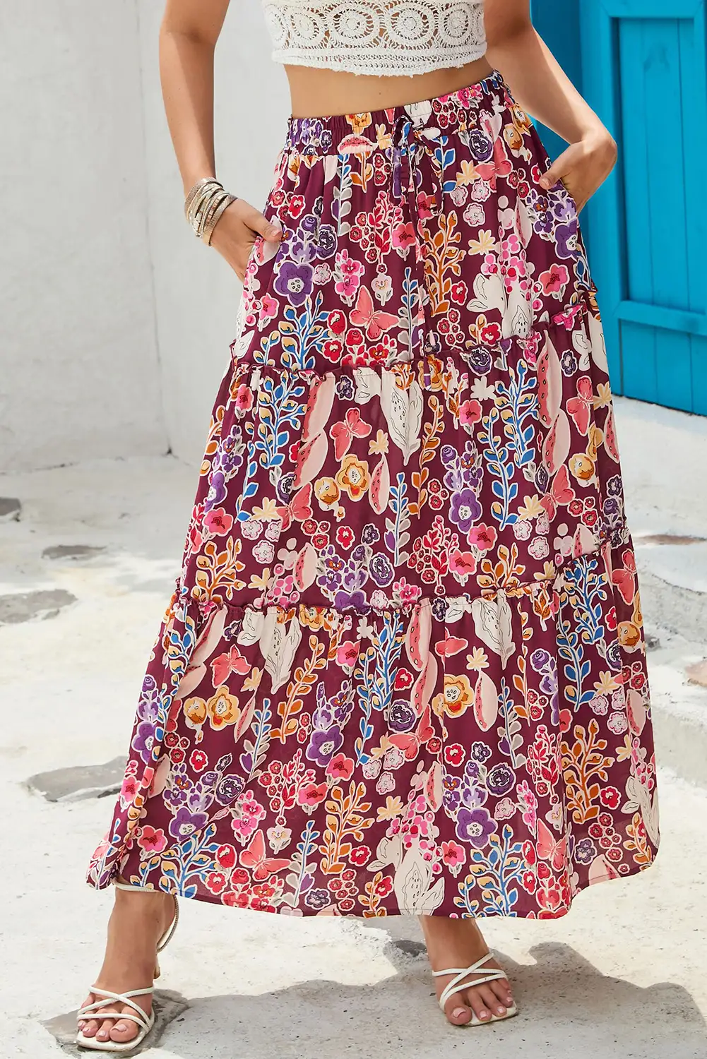 Boho Floral Maxi Skirt for Vacation and Spring by A-Line Southern Belle ...